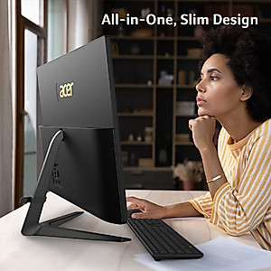 acer 2023 27-inch FHD IPS All-in-One AIO Desktop PC Intel 4-Core i5-1235U Iris Xe Graphics 32GB DDR4 RAM 1TB SSD WiFi AX BT RJ45 USB-C Webcam HDMI Windows 11 Pro Wireless KB and Mouse w/RE USB