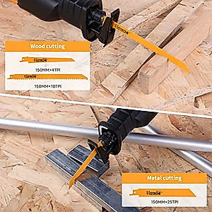 Hoteche Power Reciprocating Saw 7.1-Amp Variable Speed Corded Saw Sawzall for Wood/Metal or PVC Cutting with 3Pcs Saw Baldes