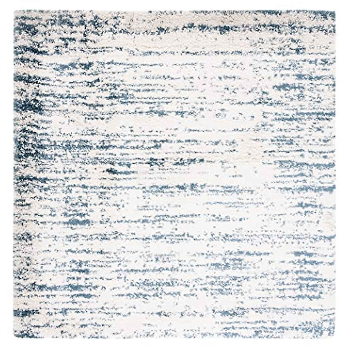 SAFAVIEH Hudson Shag Collection 7' Square Ivory / Slate Blue SGH299A Modern Abstract Non-Shedding Living Room Bedroom Dining Room Entryway Plush 2-inch Thick Area Rug