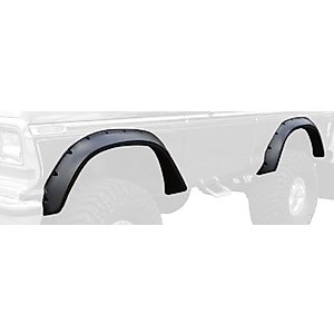 Bushwacker Cutout Pocket/Rivet Style Rear Fender Flares | 2-Piece Set, Black, Smooth Finish | 20014-11 | Fits 1973-1979 Ford Bronco, F-100, F-150, F-250, F-350 w/ 6.8' or 8' Bed