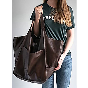 Obosoyo Handbags for Women Big Capacity Shoulder Bag Roomy Bag Ladies Large PU Leather Purse Totes