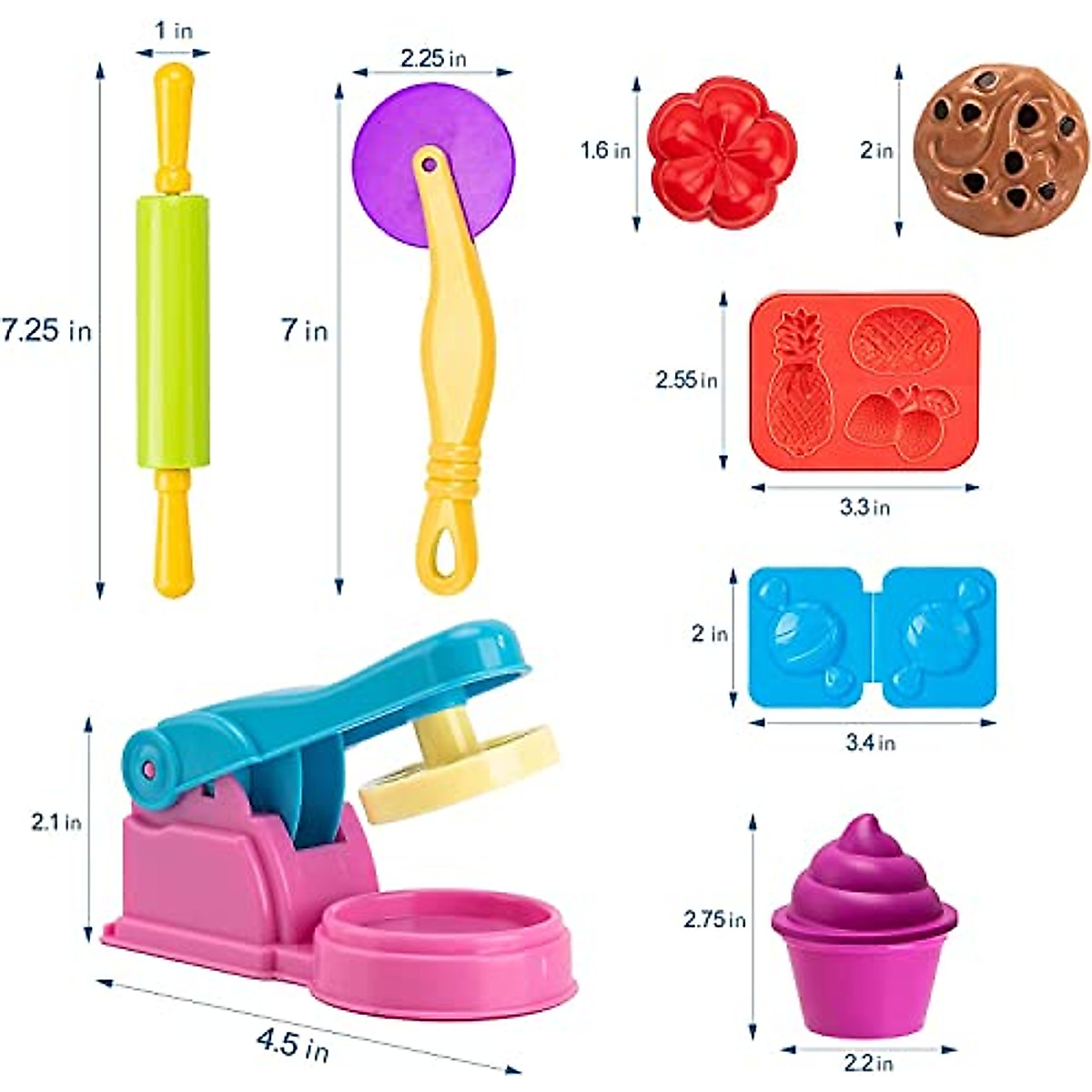 Dough Tools for Kids, 40Pcs Dough Kitchen Creations Set Includes Accessories Molds Scissors Rolling Pin with Storage Bag, Party Pack Dough Toys for Kids Toddlers Boys Girls