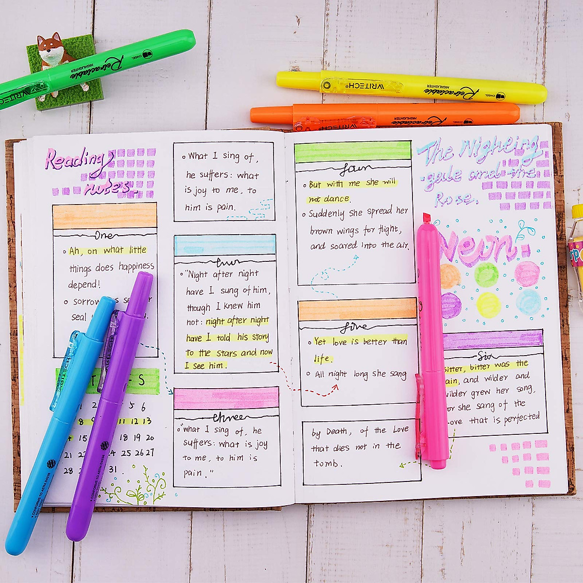 Writech Retractable Highlighters Assorted Colors: Chisel Tip Click Aesthetic Highlighter Marker Pens Pack Multi Colored Ink No Bleed Smear for Highlighting Journaling (12ct Neon+Pastel)