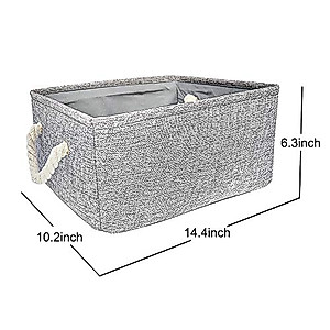 Silanto Storage Baskets Bins,Nursery Organizer Baskets for Toy Storage, Clothes Storage, Book Storage(Grey,14.4" L x 10.2" W x 6.3" H)