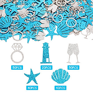 Bachelorette Party Confetti, 200Pcs Last Toast On The Coast Confetti Glitter for Table Wine Cup Diamond Ring Shells Starfish Paper Scatter for Bridal Shower Engagement Wedding Party Supplies