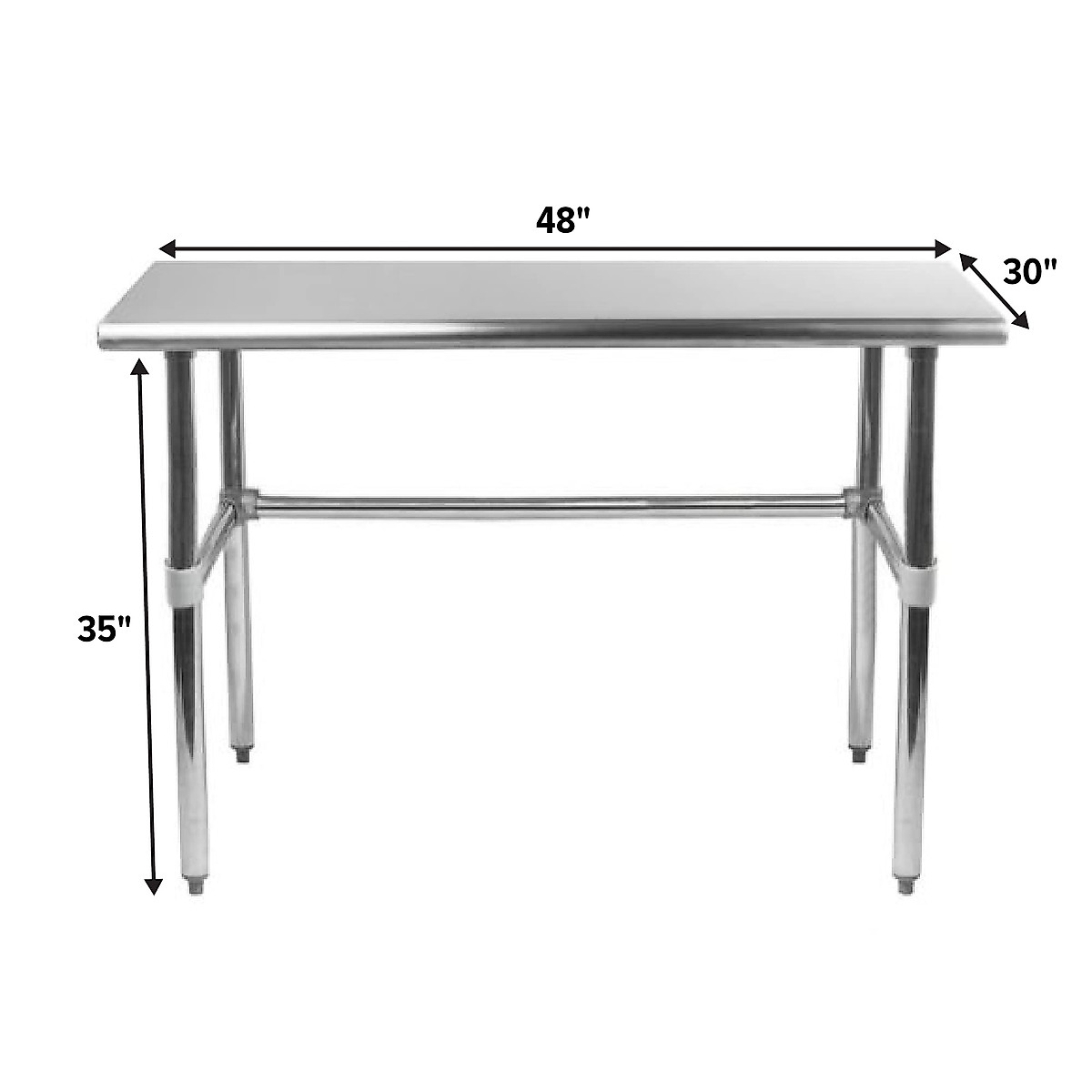 Express KitchQuip Open Base Stainless Steel Work Table with Galvanized