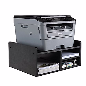 PAG Monitor Printer Stand Computer Riser with Storage Wood Desk Organizer for Home/Office, 2-Tier, Black