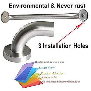 2 Pack 24 Inch Shower Grab Bar, ZUEXT Satin Brushed Nickel Stainless Steel Bathroom Grab Bar, Shower Balance Bar,Safety Hand Rail Support,Handicap Elderly Senior Assist Bath Handle(1.25" Diameter)