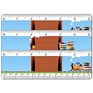 Set of 3 - Animated 6 Inch Lenticular Ruler Bookmark Train Books
