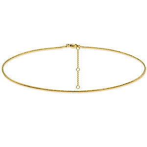 MTMY Gold Snake Chain Choker Necklace,18K Gold Plated Dainty Herringbone Necklace Delicate Fashion Choker Necklace Jewelry for Women(1mm)