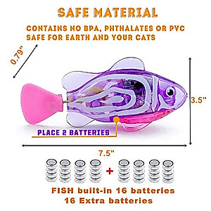 Swimming Robot Fish Cat Toy, Interactive Fish Cat Toys For Indoor Cats Play, Cat Enrichment Electronic Cat Stuff Kitty Exercise Toys Fish with LED Light to Stimulate Your Cat's Hunter Instincts (8pcs)