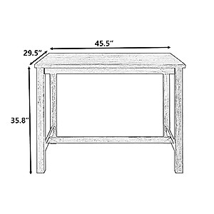 Rhomtree 45" Counter Height Rectangle Rustic Dining Table/Mid Century Modern Kitchen Table for Kitchen, Dining Room (Espresso)