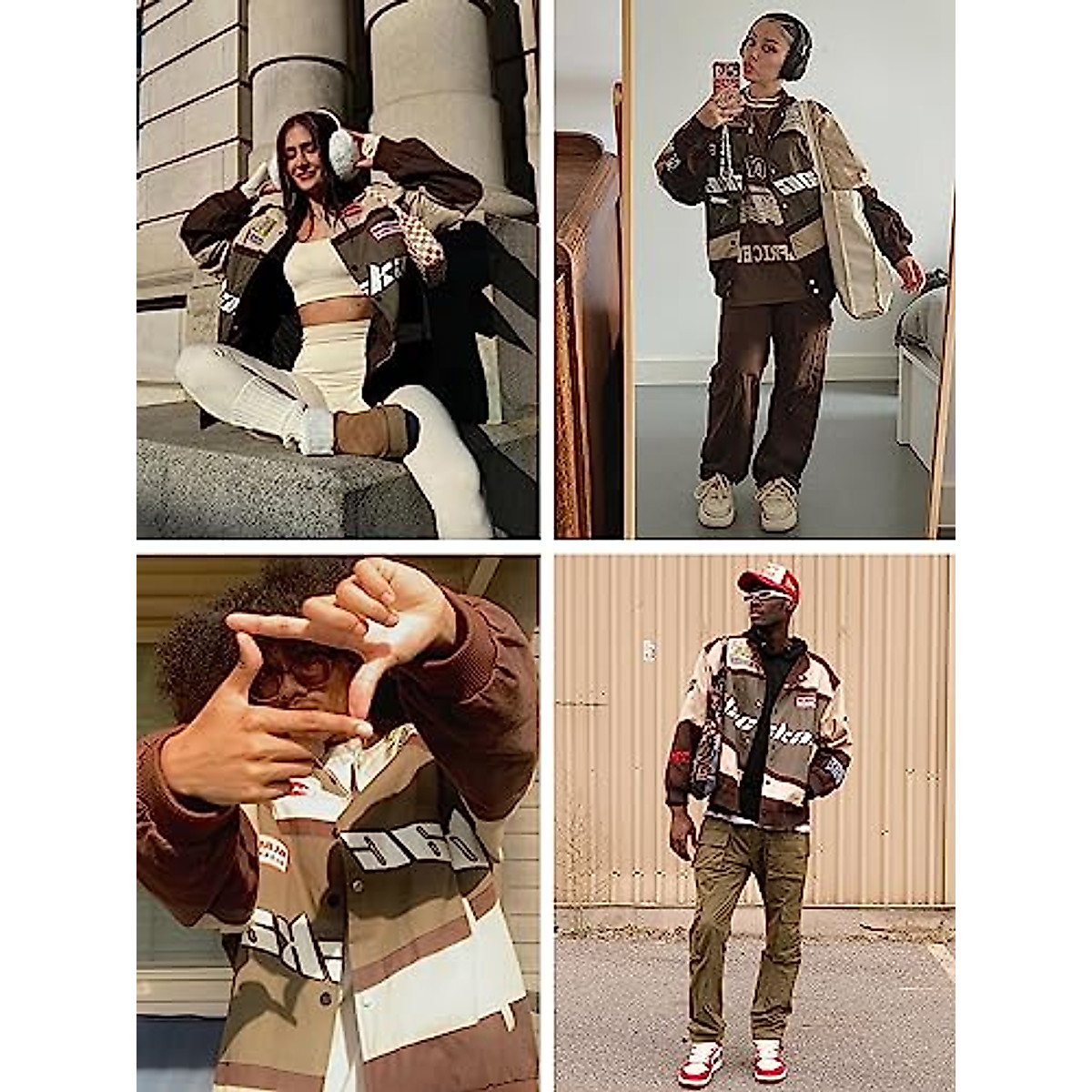 Aelfric Eden Men's Motorcycle Jacket Blackair Moto Varsity Baseball Jacket Women Vintage Coats