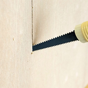 RANSHOU Japanese Pull Saw Woodworking Mini Keyhole Saw 4-3/4" Made in JAPAN, Ryoba Double-Edge Hand Saw for Wood, Plywood, Drywall, Sheetrock, Gypsum Board, Plasterboard, Wood Handle