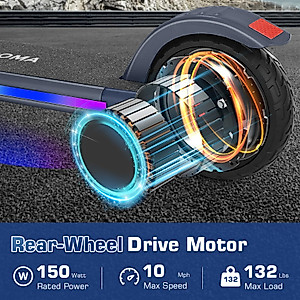 Caroma Electric Scooter for Kids Ages 8-12, 150W Foldable Kids Electric Scooter, Max 7 Miles & 10 Mph, LED Display, Colorful Lights, Adjustable Height, Lightweight Electric Scooter for Kids Teens