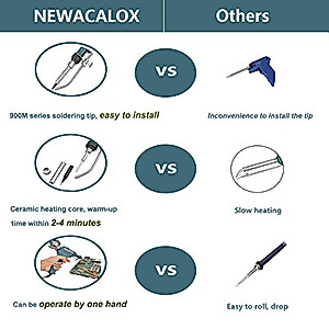 Soldering Gun, NEWACALOX Automatic 60W Electronics Solder Iron Gun Kit, Soldering Tools with Desoldering Pump, Tweezers, Soldering Wires, for Jewelry, Home DIY, Circuit Board Repair