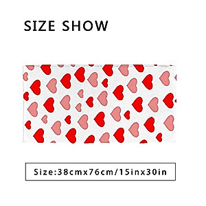 My Little Nest Hand Towels for Bathroom Red Hearts Gradient Absorbent Small Bath Towel Soft Kitchen Towels Fingertip Towel for Guest and Bar 30 x 15 inch