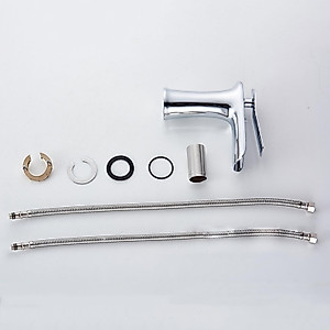 BiaoTeng Bathroom Faucet Waterfall Vintage Chrome Single Hole Hot or Cold Bathroom Sink Faucet 1 Hole Waterfall Brass Bathroom Sink Faucet Waterfall, Chrome