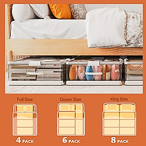 EnHomee 106QT Under Bed Storage with wheels Plastic Under bed Storage Containers Underbed Storage Bins with Lids for Closet Organizers and Storage Bins Bedroom,39.5" L x 20.5" W x 9.3" H,2Pack