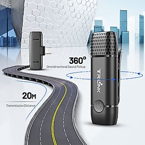 TRILINK Wireless USB-C Lapel Microphone, Compatible with iPad Pro, Google Pixel, Samsung Galaxy S21, and More Type-C Devices, 10 Hours Playtime, No App Needed