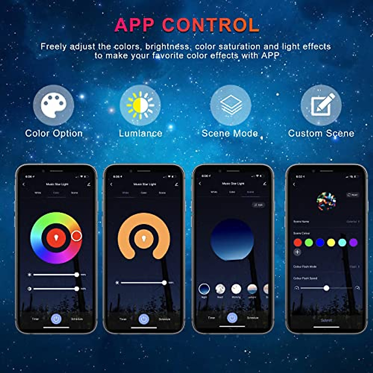 Galaxy Projector Star Night Light Projector,with Smart APP/Remote Control,Voice Control/Timer,Bluetooth Music Speaker,Starry Light Projector for Baby Kids Adults Bedroom Decoration/Home Theater/Party