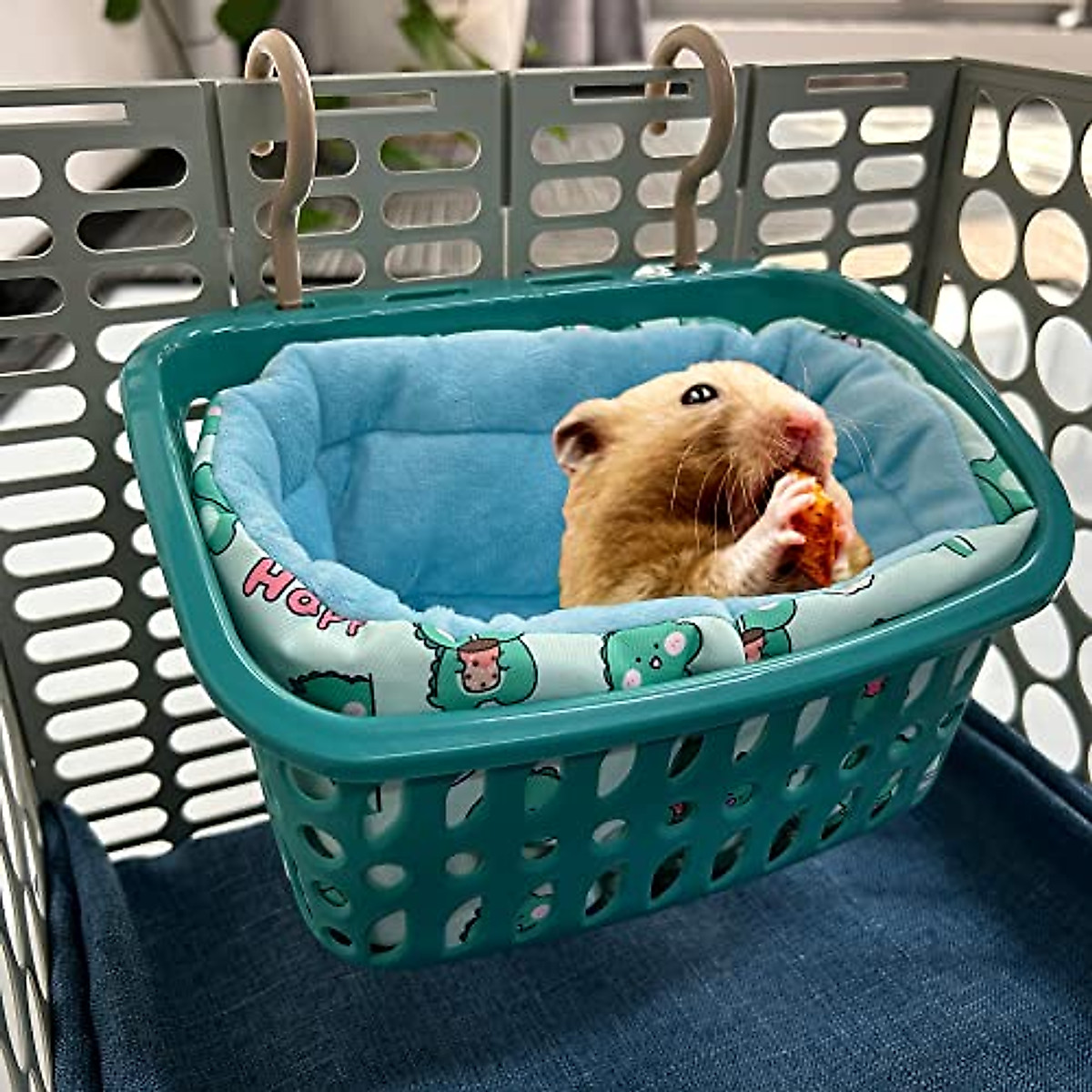 Rat Hammock for Cage Chew Proof，Guinea Pig Cage Accessories，Small Animal Removable Nest with Hanging Hammock Basket Bed Hideout for Ferret, Kitten, Squirrel, Chinchilla