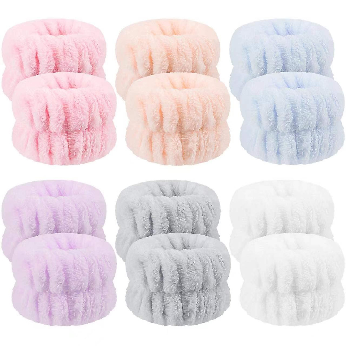 12Pcs Wrist Washband Set, Face Washing Wristbands, Microfiber Wrist Spa Wash Towel Band, Absorbent Wristbands Wrist Sweatband for Girls Prevent Liquid from Spilling Down Your Arms.