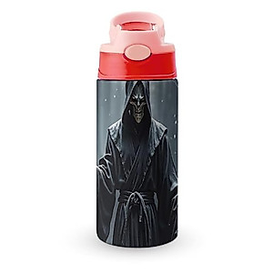 Stainless Steel Water Bottles Grim Reaper Travel Water Cups with Handle And Silicone Straw Drinking Cup with Leak Proof Lid Thermo Travel Mug for Women Men