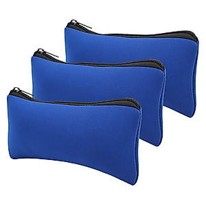 Alomejor 3pcs Pen Bag Pencil Case Soft Neoprene Waterproof Storage Bag for Camping Climbing Traveling Wearable Pen Bag (Blue)