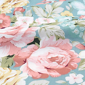 Hanjunzhao Vintage Floral Print Fabric by The Yard, Precuts Cotton Fabric 39 by 63 inches for Quilting, Sewing, Crafts, Home Décor (Green)