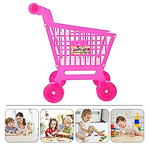 STOBOK Baby Push Car 1pc Mini Supermarket Cart Toys Simulated Shopping Cart for Kids Grocery Shopping Cart Store Trolley Pretend Play, Assembly Required, Ages 3+ Desk Topper