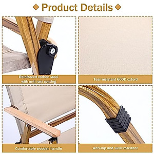 Lallisa 2 Pcs Camping Chair Ultralight Camp Chair, Thicken 600D Oxford Low Lawn Chairs for Concerts Light Portable Folding Beach Chair Supports 253 lbs Carbon Steel Armchairs for Hiking Fishing Picnic