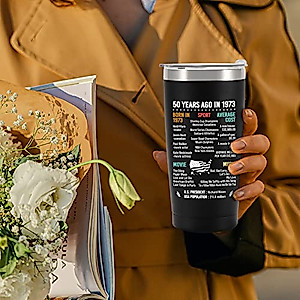 LEJIAJINW 50th Birthday Gifts for Women or Men, Turning 50 Year Old Birthday Gifts, 50s Birthday 50th Anniversary Decorations 50th Fiftieth Presents Tumbler Cup