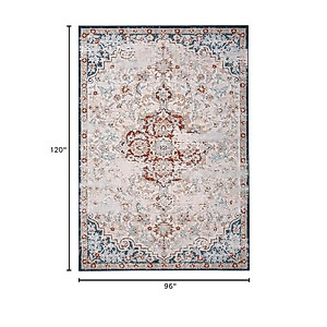 COZYLOOM Area Rug 8x10 Boho Tribal Area Rug Vintage Medallion Rug Large Washable Rug Distressed Oriental Non-Slip Print Floor Carpet for Living Room Bedroom Home Office Foldable Beige