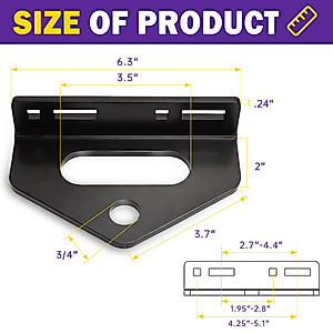 Zero Turn Mower Trailer Tow Hitch, 1/4"(6mm) Thick Heavy Duty Steel Universal Lawn Trailer Hitch 2"-5.1" Hole Center, Versatile Chain Slot Rugged Steel Trailer Hitch Included Carriage Bolt Hardware