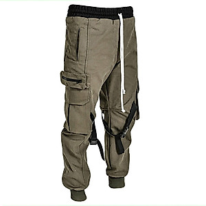 XYXIONGMAO Streetwear Techwear Hip Hop Harem Pants for Men Sports Casual Loose Overalls Multi-Pocket Hip-hop Trousers (Black, S)