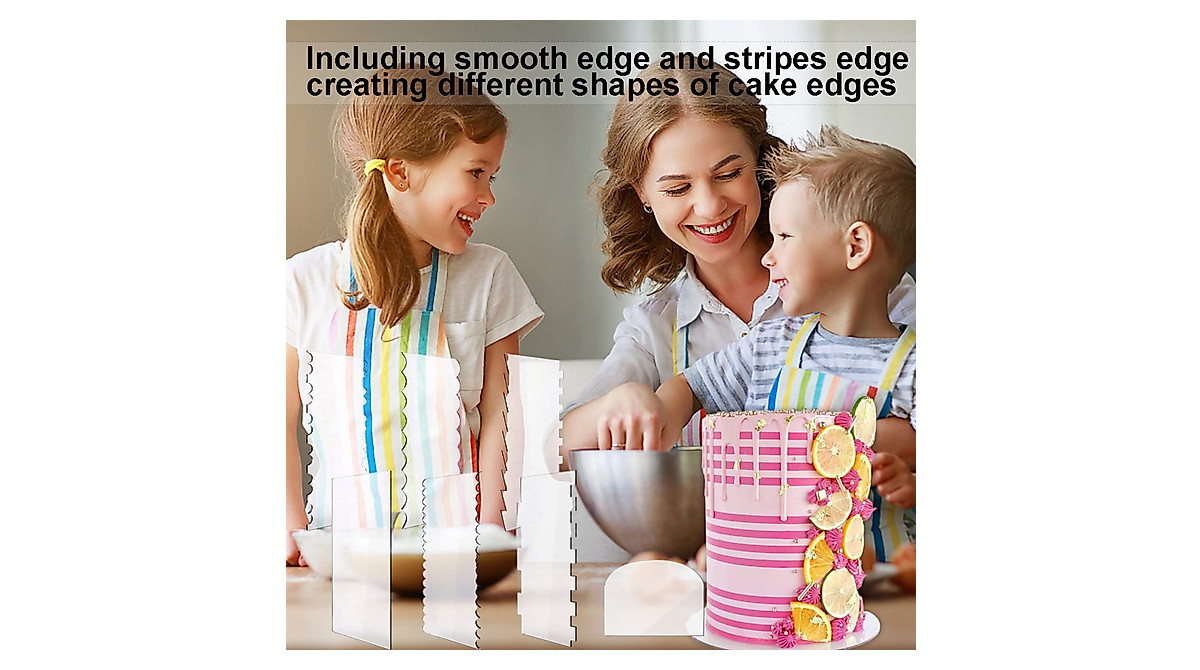 7-Piece Large Clear Acrylic Cake Scraper Set, Cake Icing Smoother ...