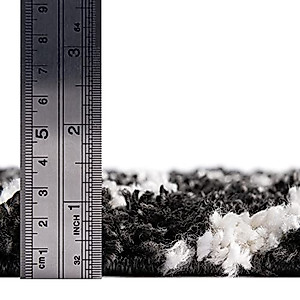 Unique Loom Hygge Shag Collection Area Rug - Diamond (9' x 12' Rectangle, Black and White)