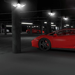 OOOLED 2 Pack LED Garage Lights, 80W LED Garage Lighting, Deformable LED Garage Lights Supporting E26 Screw Socket, 9600LM 6500K Super Bright White, LED Lights for Garage, Workshop, Basement