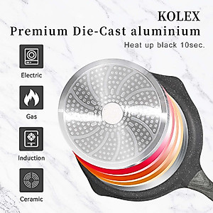 KOLEX Nonstick Frying Pan Skillet, 11-Inch Non Stick Granite Egg Pan Omelet Pans, Healthy Stone Cookware Chef's Pan, Dishwasher Safe, PFOA Free, Induction Compatible (Classic Granite, 11-Inch)