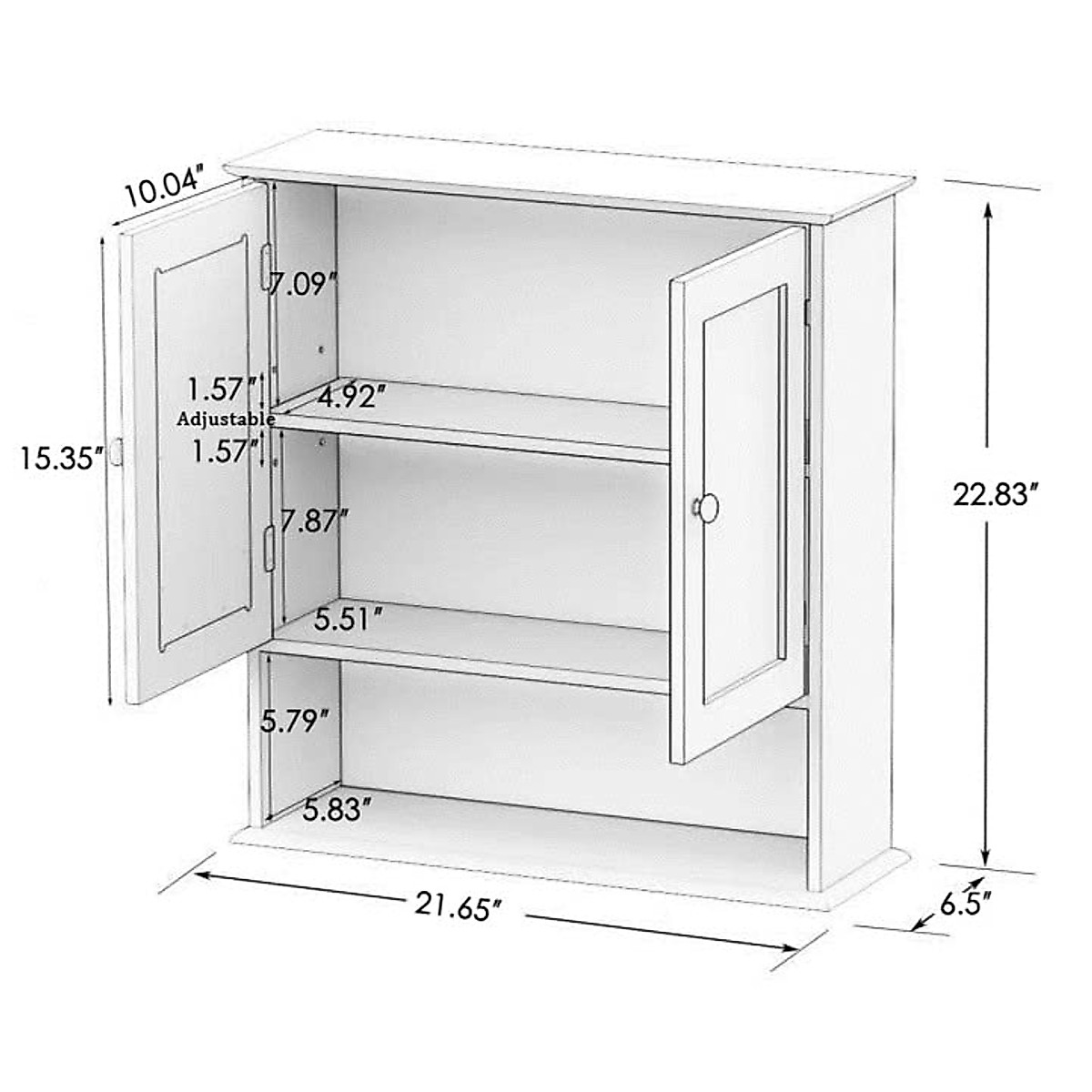 Bathroom Medicine Cabinet Wall Mounted with Double Mirror Doors, Wooden Hanging Bathroom Cabinet with Doors and Shelves, Bathroom Wall Mirror Cabinet, Multipurpose Wall Mounted Storage Cabinet, White
