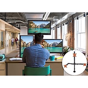 Stand Steady Triple Monitor Desk Stand with Clamp-On Base, for Home or Office Use, Height Adjustable Computer Monitor Stand with Full Articulation VESA Mounts, Fits Most LCD/LED Monitors 13-32 Inches