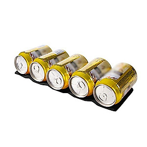 Webake Fridge Organizer Can Organizer for Pantry Organization and Storage, 2 Pack Silicone Beer Bottle Rack for Kitchen Refrigerator Cabinet Countertop, Stackable Soda Can Holder Space Saver (Black)