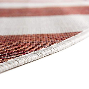 Jill Zarin Jill Zarin Outdoor Collection Area Rug (4' 1" Round, Red/ Blue)