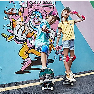 Hikole Skateboard - 31" x 8" Complete PRO Skateboard - Double Kick 7 Layer Canadian Maple Wood Adult Tricks Skate Board for Beginner, Birthday Gift for Kids Boys Girls 5 Up Years Old (Yellow Green)