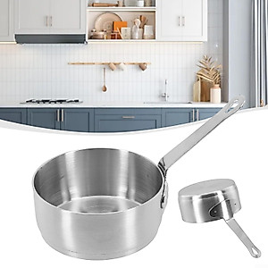 Startbuymore Small Sauce Pan Stainless Steel Saucepans Milk Pot Non Stick Small Saucepan Kitchen Cookware With Hanging Hole Long Handle(Silver（100ML）)