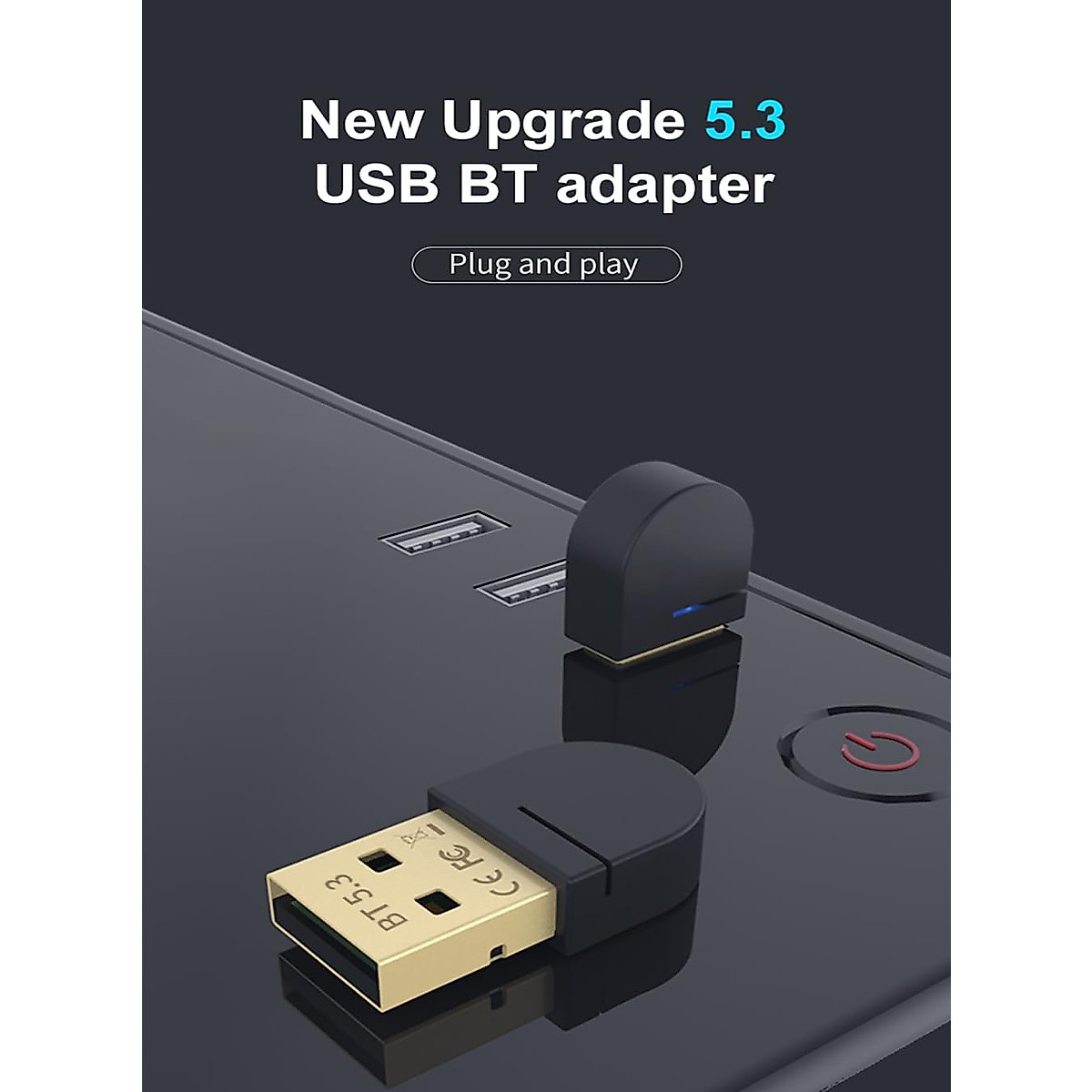 eppfun USB Bluetooth Adapter for PC Laptop Desktop, Bluetooth 5.3 Dongle Receiver, Wireless Audio Adapter, Support Windows 11/10/8.1, Compatible with Mouse Keyboard Headphones/Headsets Printers