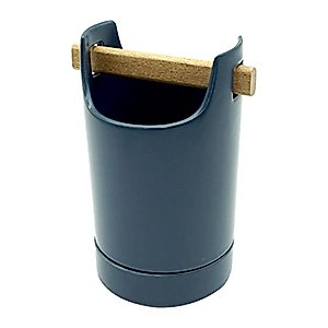 cusinine Kitchen Utensil Holder for Flatware, Silverware, Cutlery and Cooking Accessories, Wood and Ceramic, Countertop and Table Caddy (Blue)