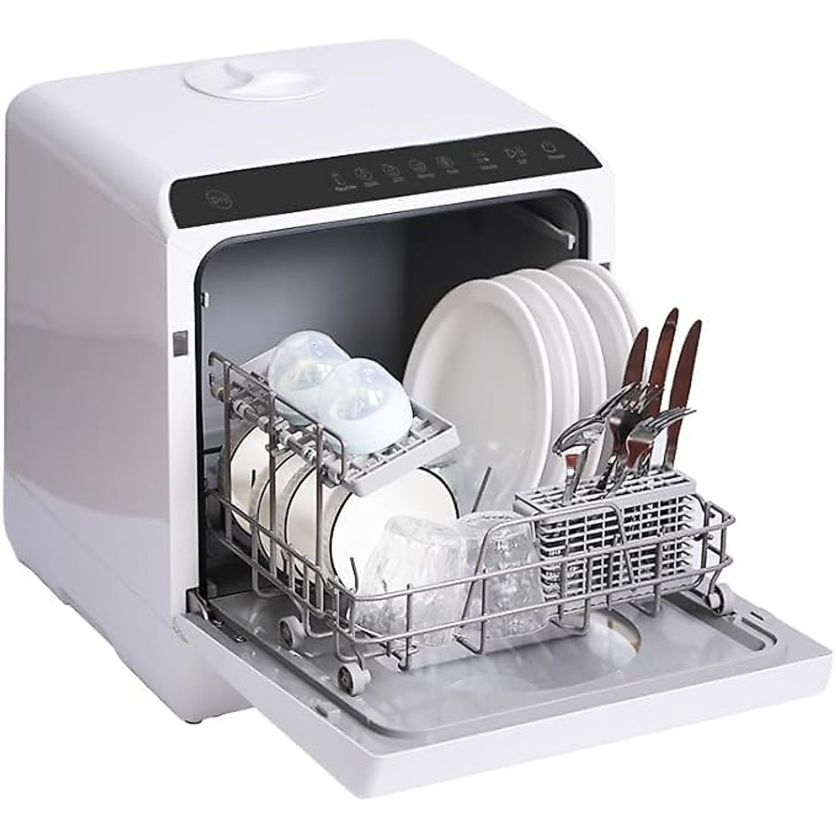 ChuMaste Countertop Dishwasher built-In Water Tank, Dishwasher Countertop For Apartments And Rvs, Compact Dishwasher With Baby Care. Air Drying and Led Light.Countertop Dishwasher No Hookup.