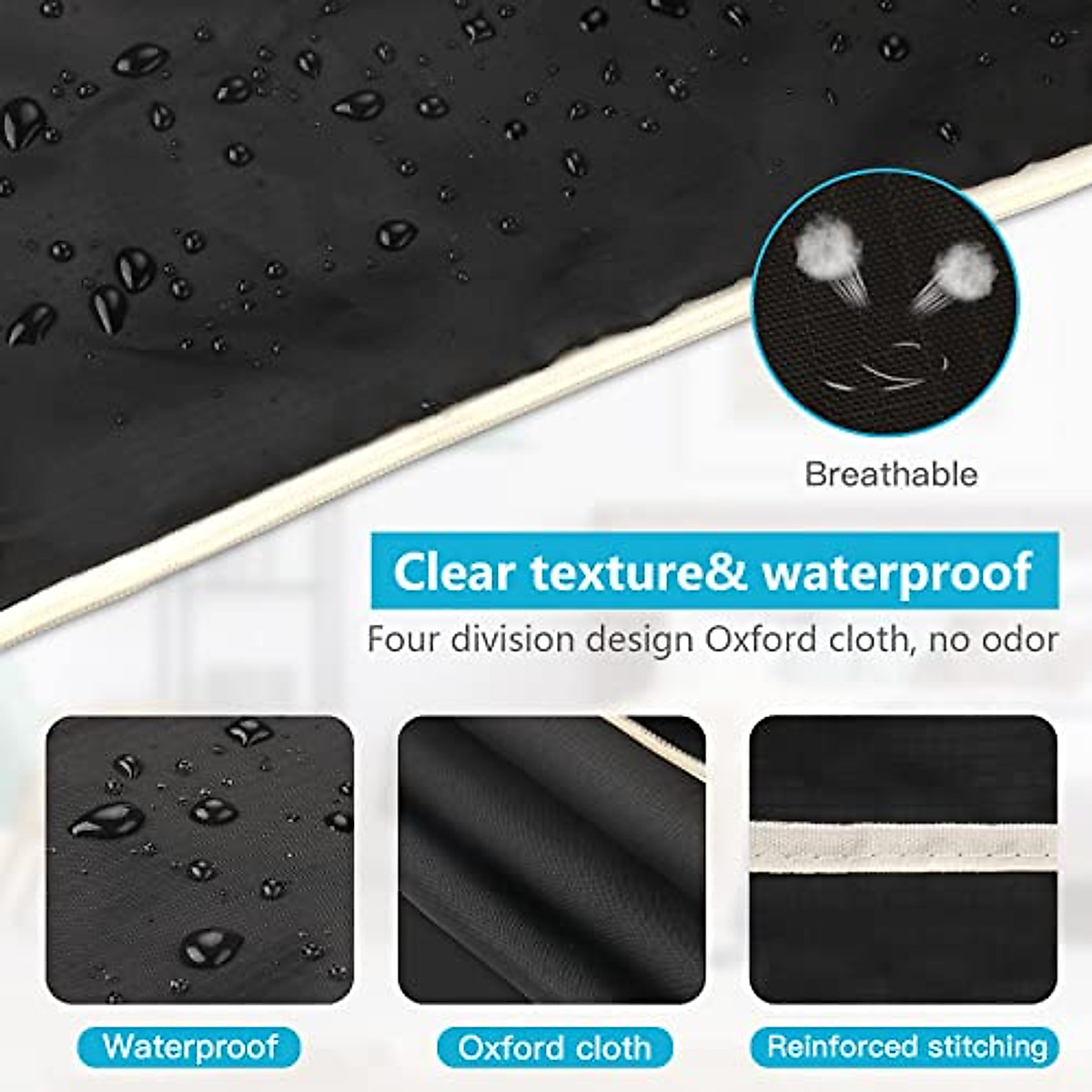 Supowin Large Capacity Clothes Storage Bags, 3-Pack Foldable Blanket Storage Organizer with Waterproof Oxford Cloth Material and Reinforced Handle, Sturdy Zipper, Clear Window, Bedding, 90L, Black